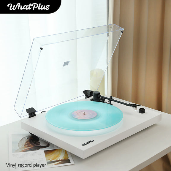 WhatPlus X2 Retro Vinyl Record Player with Ambient Light, High-Fidelit